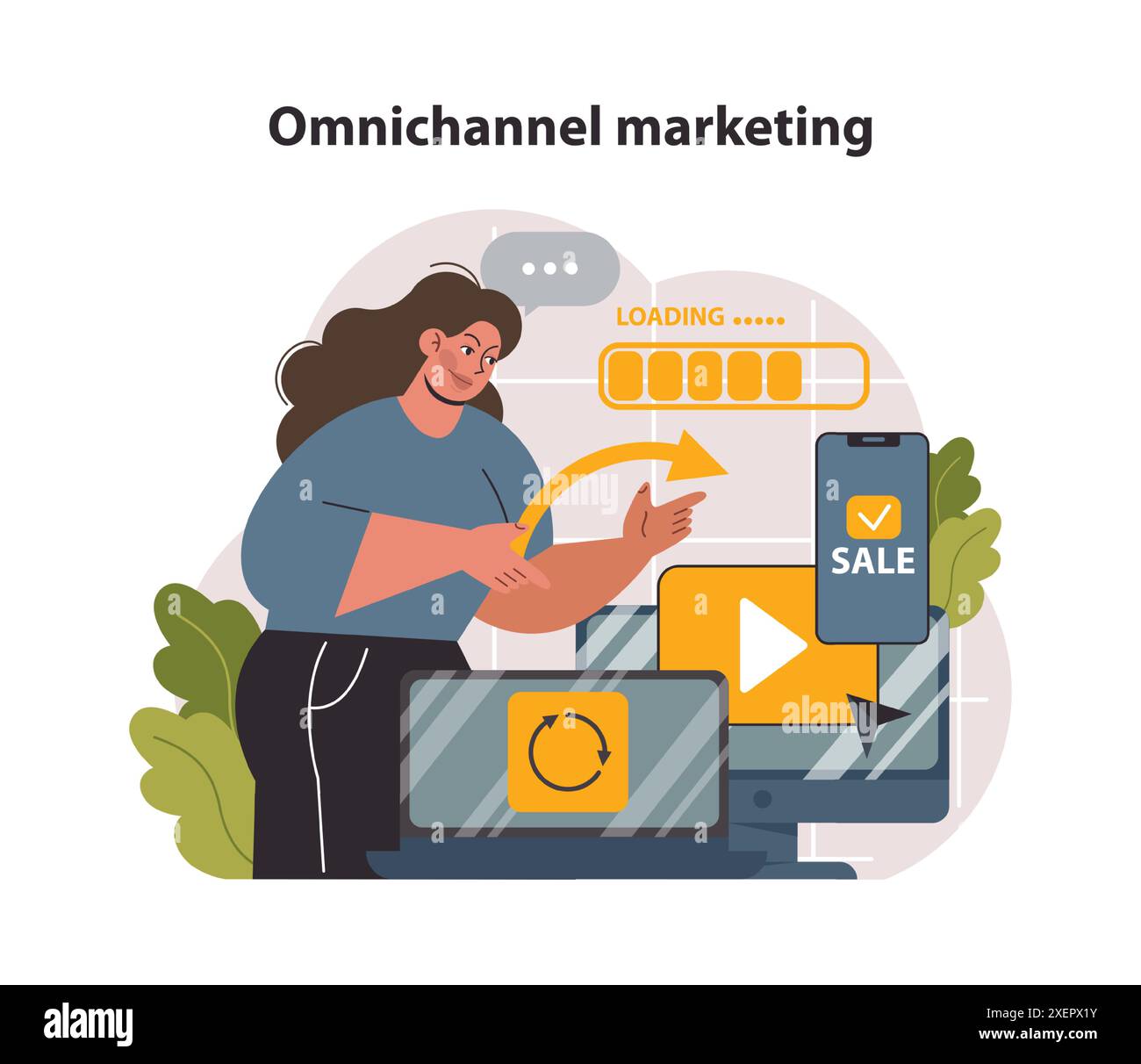 Omnichannel retail. Bricks clicks model. Multiple digital and physical ...