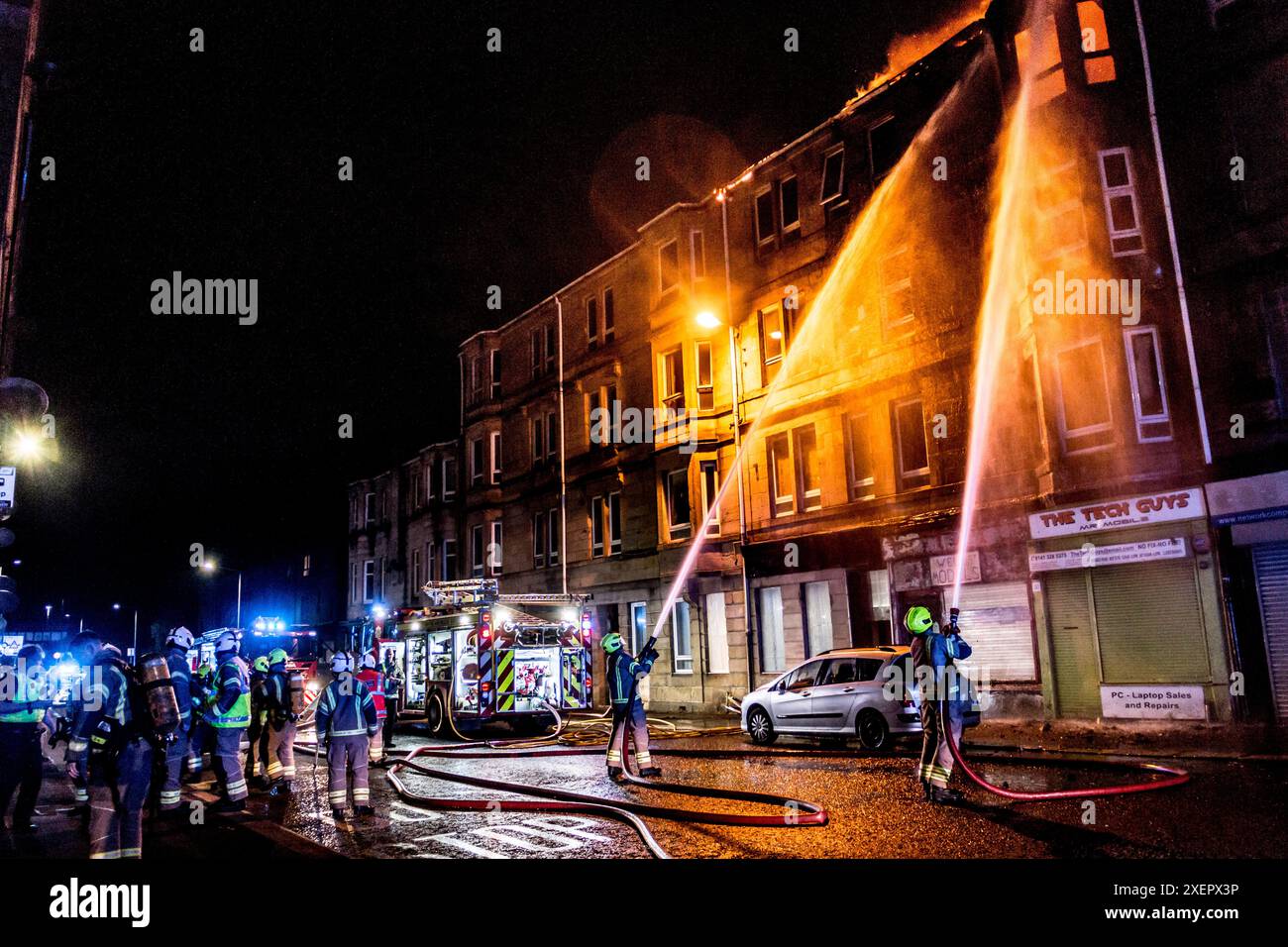 Well Street Paisley West end Fire Renfrewshire July 29th 2024 Stock ...