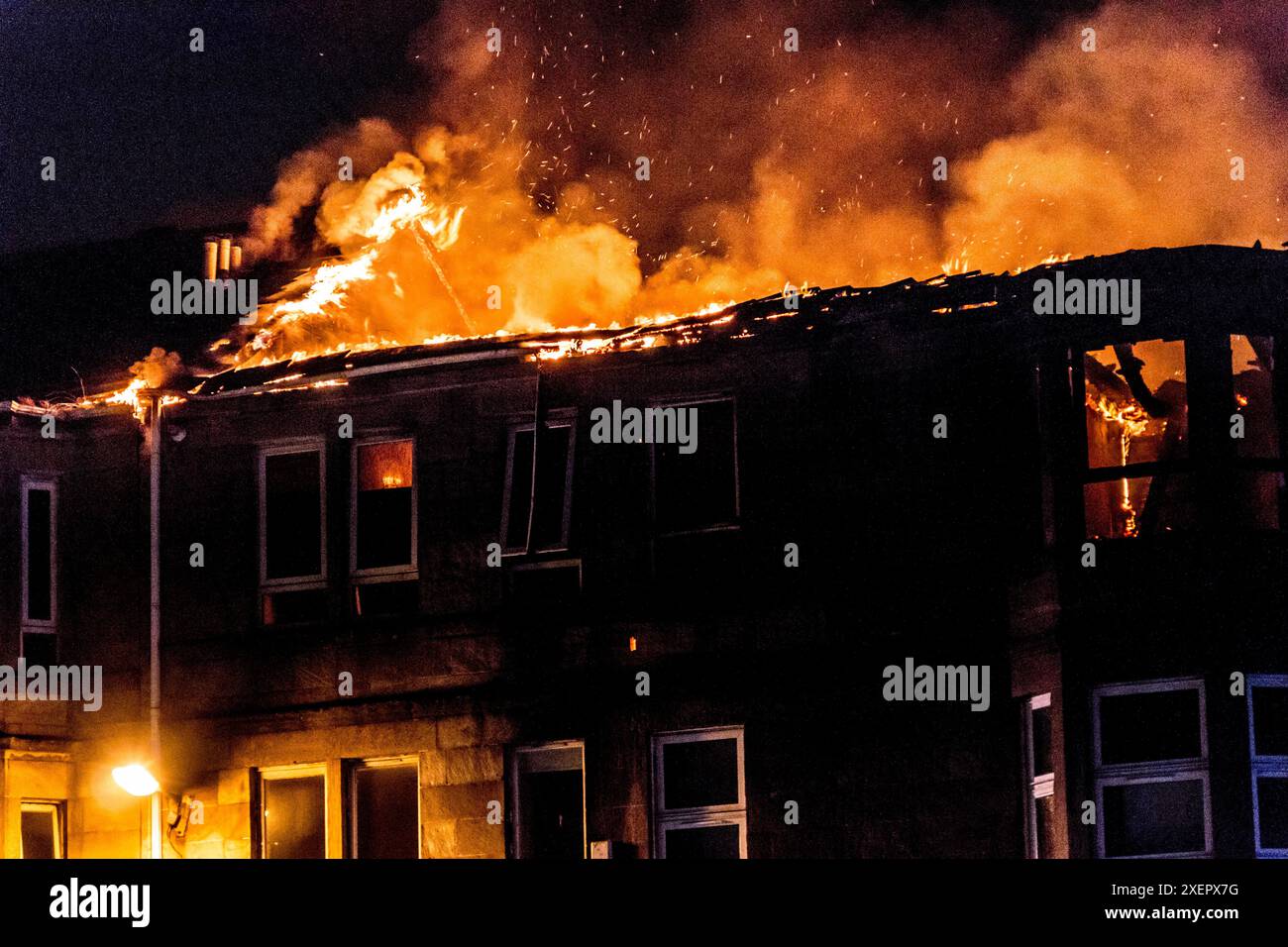 Well Street Paisley West end Fire Renfrewshire July 29th 2024 Stock ...