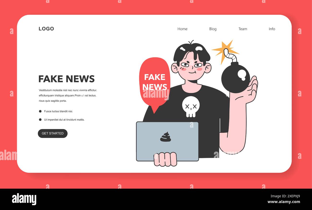 Fake news web banner or landing page. Manipulation and control over ...