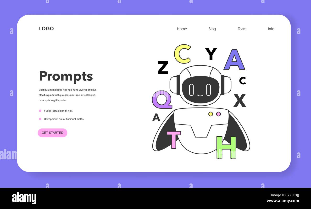 Prompt-engineering to a artificial neuron network web banner or landing page. Artificial ...