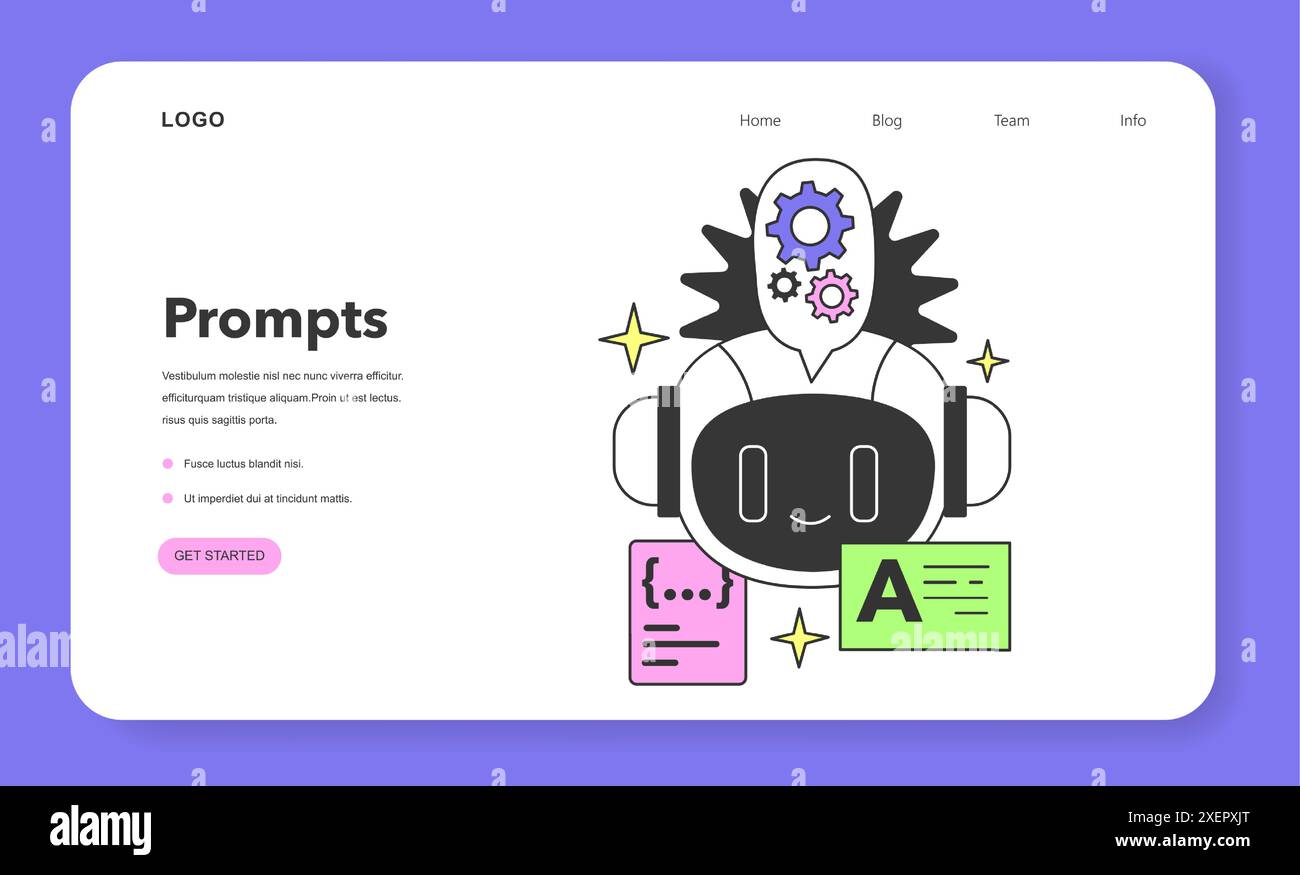 Prompt-engineering to a artificial neuron network web banner or landing page. Artificial ...