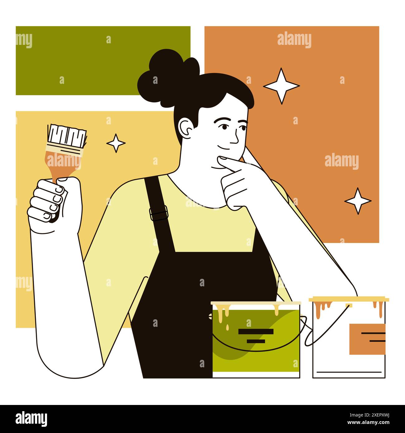 Retrofit movement. Character doing a home renovation. Old house ...