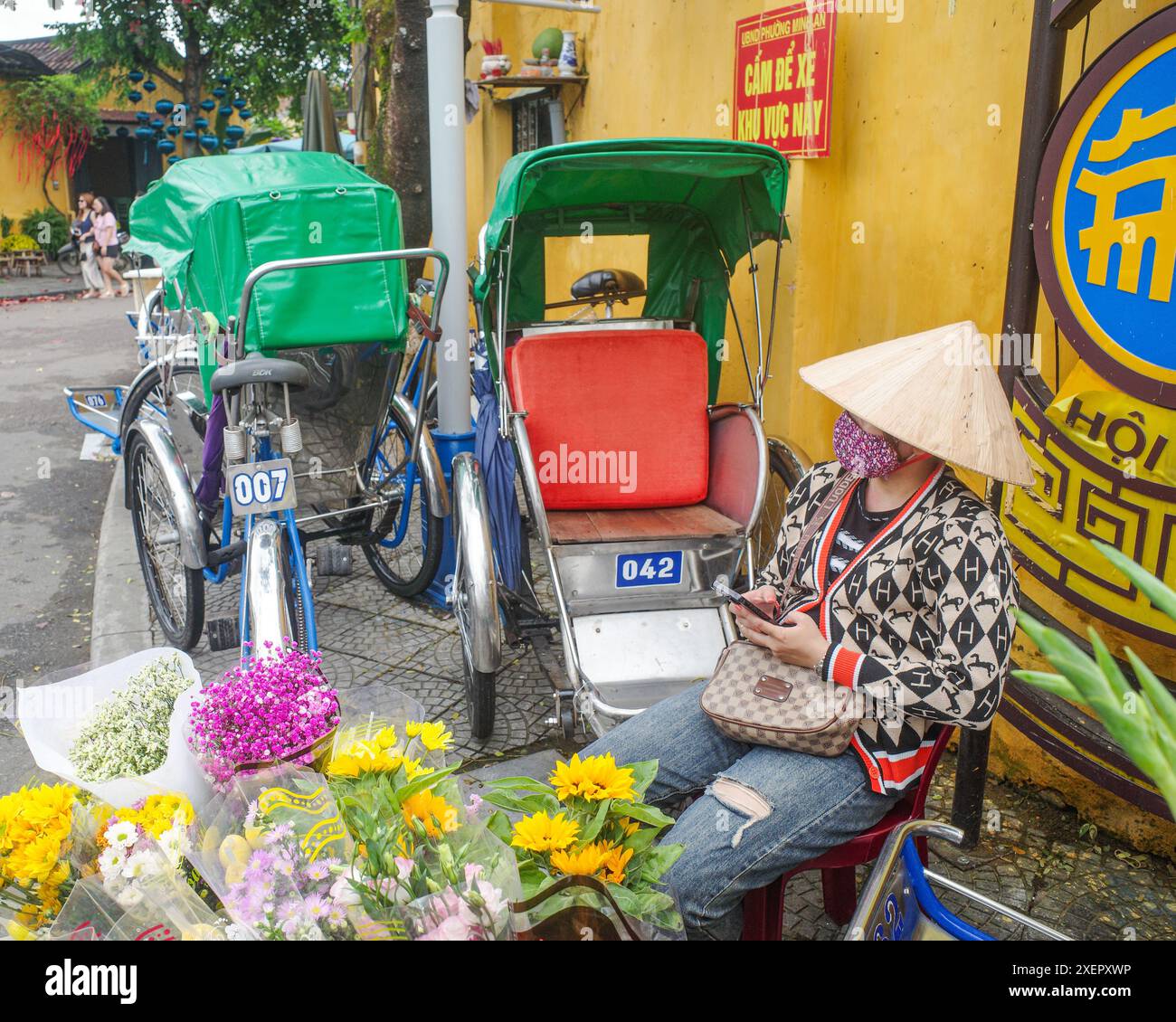 Hoi An, Vietnam - 8 Feb, 2024: Traditional Rickshaw tricycles in Hoi An ...