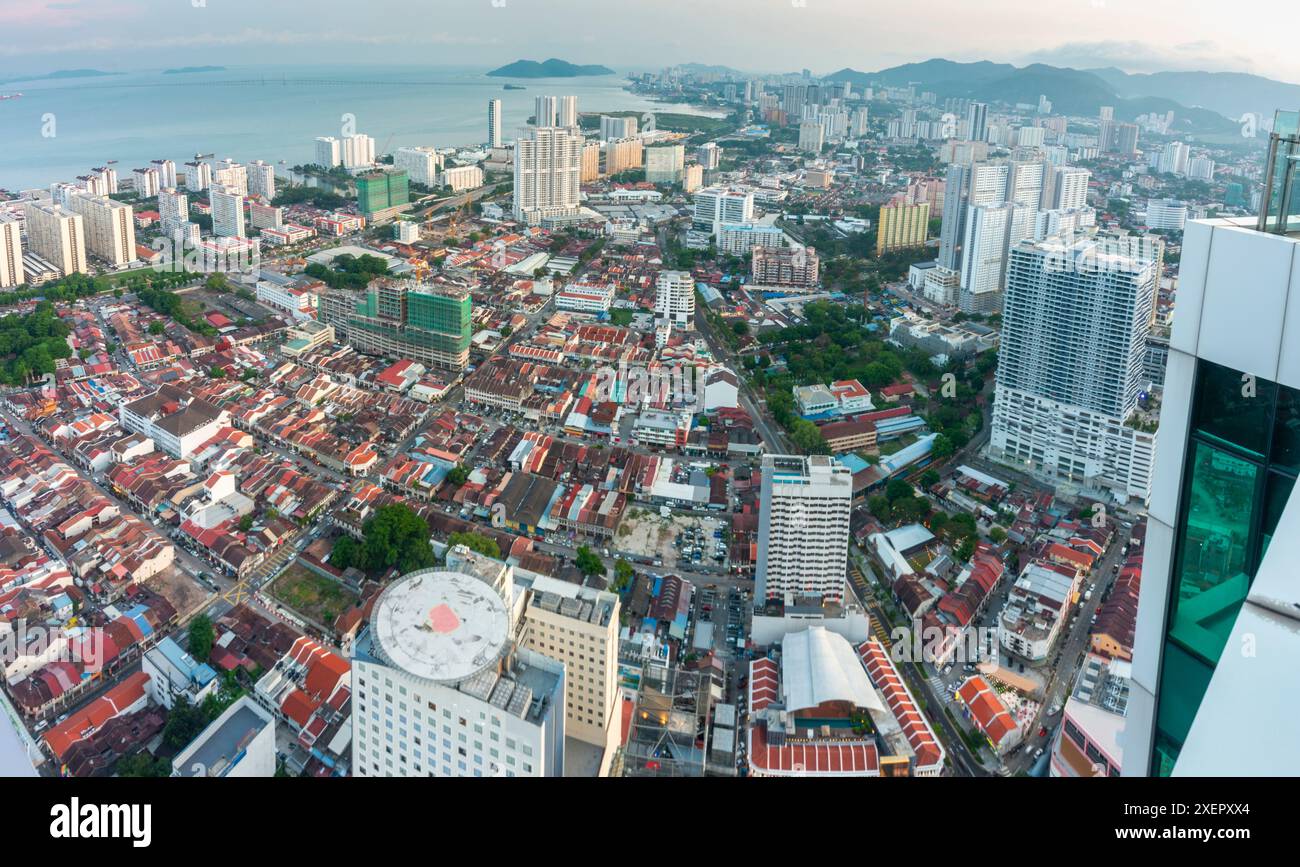 Stunning views of the downtown central city area and Malacca Strait ...