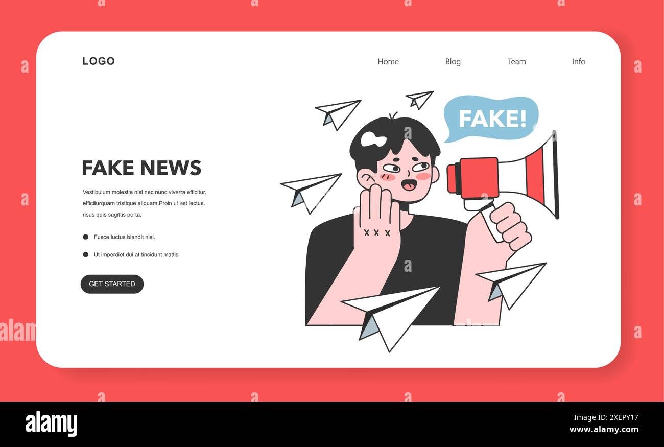 Fake news spreading web banner or landing page. Manipulation and ...