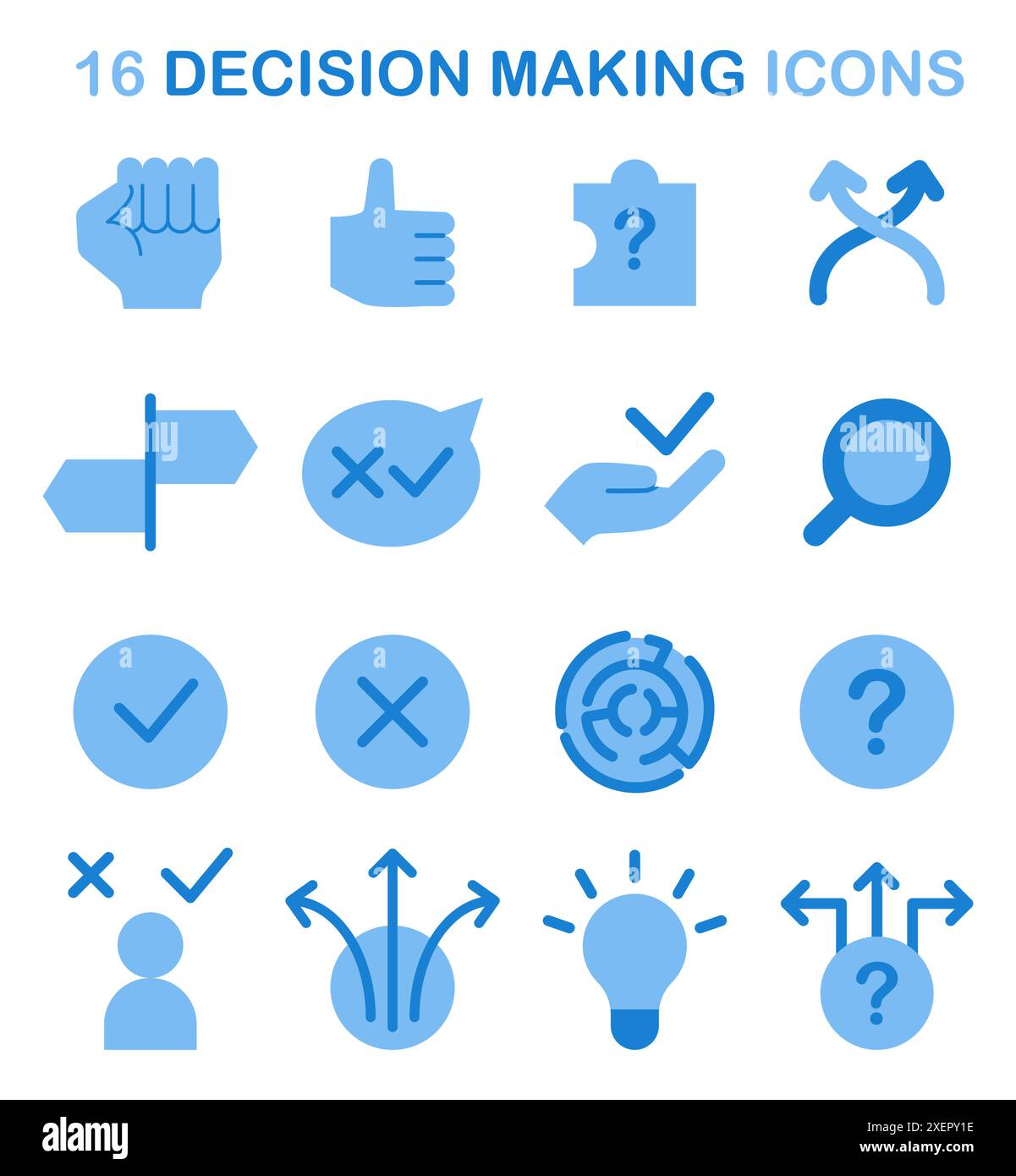 Decision-making icons set. Strategic thinking, brainstorming and ...