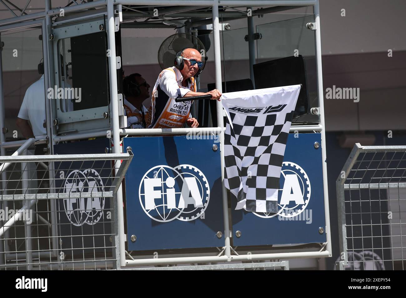 checkered flag, drapeau during the Formula 1 Qatar Airways Austrian ...