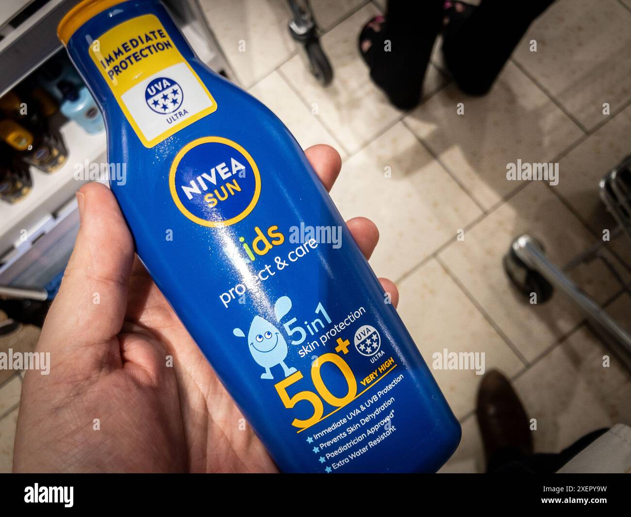 Picture of a suncream SPF50 for kids with the logo of Nivea for sale in ...