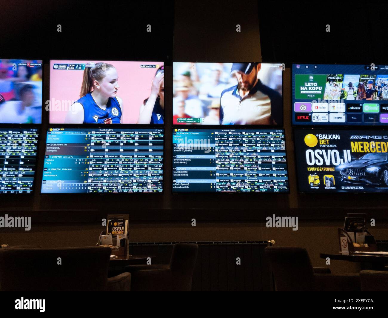 This image features multiple screens displaying matches and quotes in a ...