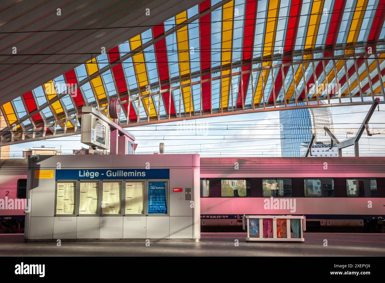 Picture of a platform of Liege Guillemins train station. Liège ...