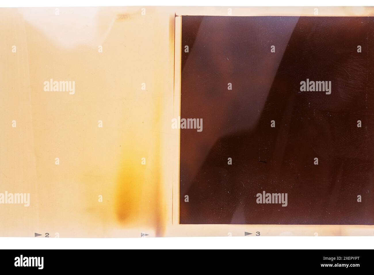 Grungy color 120mm negative film with light leaks isolated on white ...