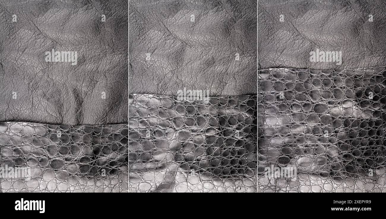 Collection of images with black leather textures background. Abstract ...