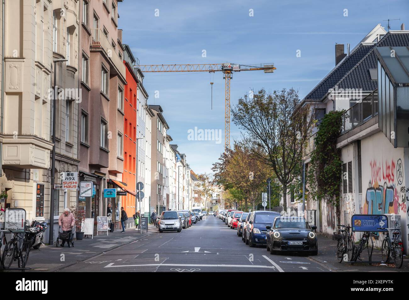 Rhodiusstrasse in Mulheim, Koln, is depicted in this image, showcasing ...