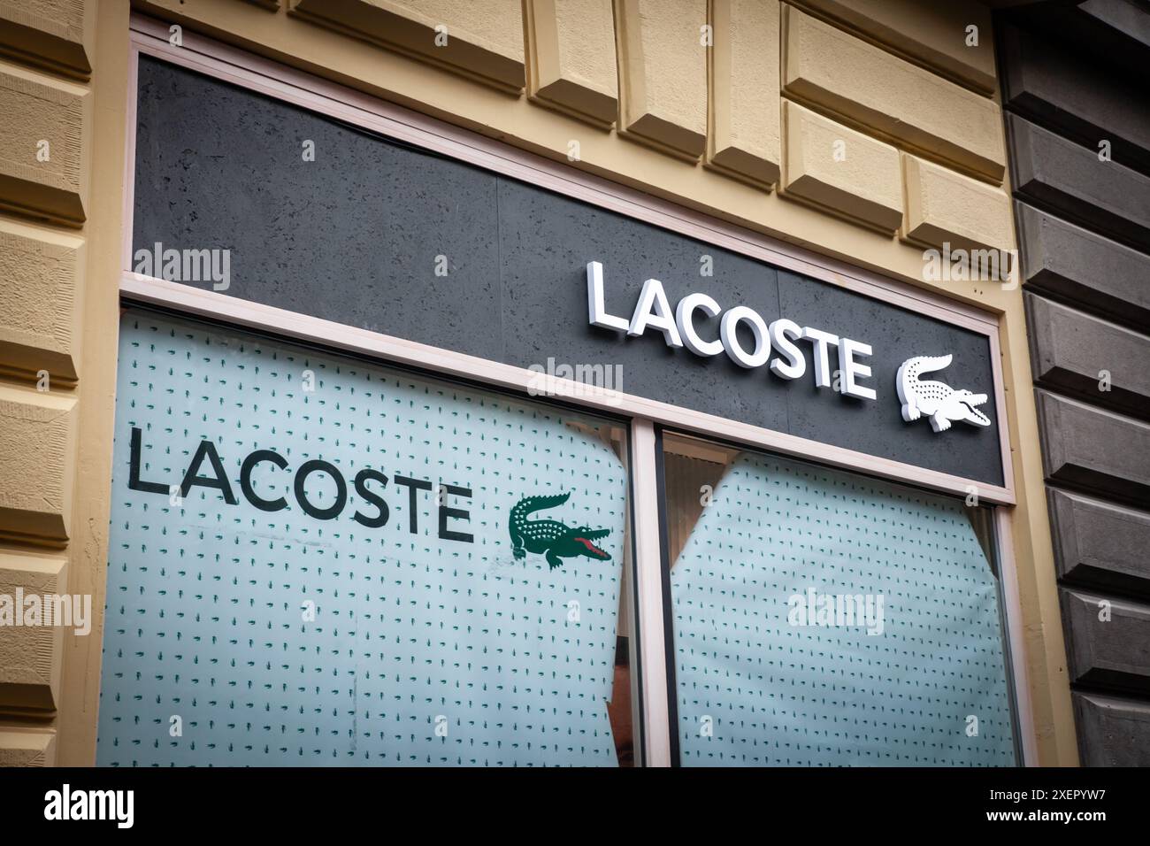 Picture of a sign with the logo of lacoste on their main store for ...