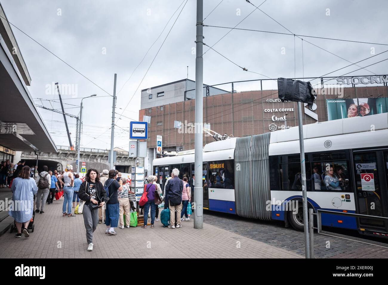 Picture of a bus running in the streets of riga, operated by Rigas ...