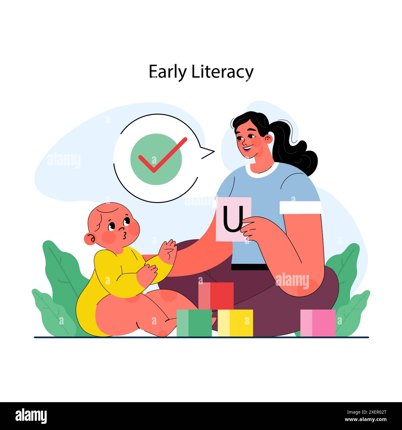 Early childhood education. Little baby learning alphabet and playing ...