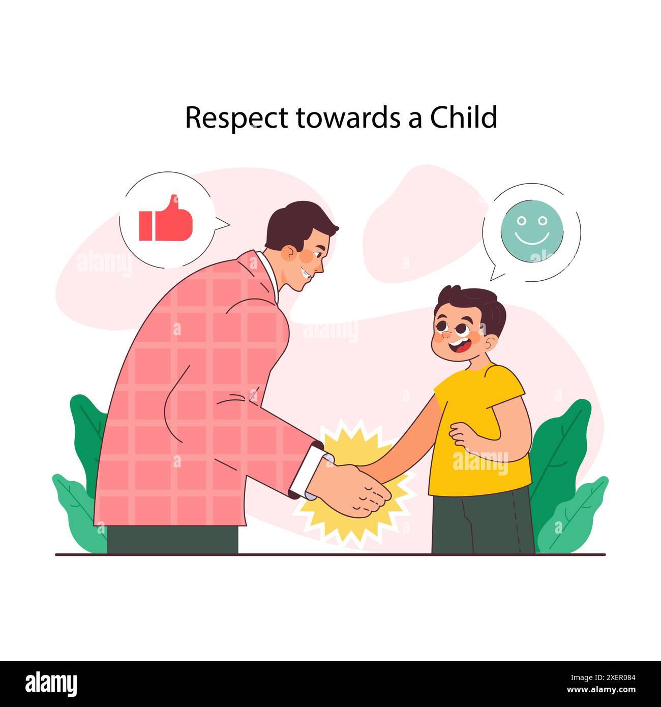 Positive parenting. Dad showing respect towards his little son ...