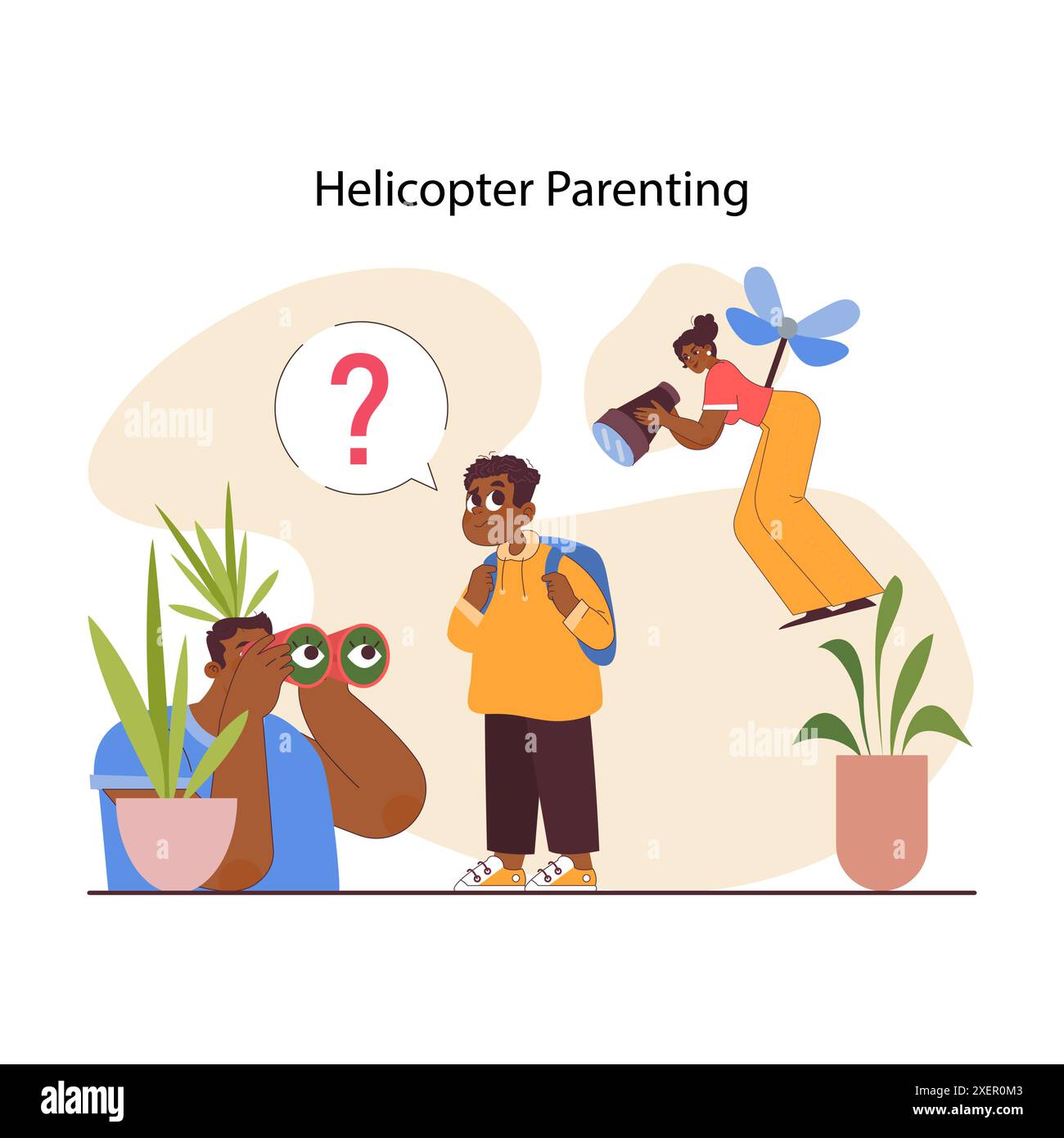 Helicopter parenting. Children raising method with strictly involved in ...