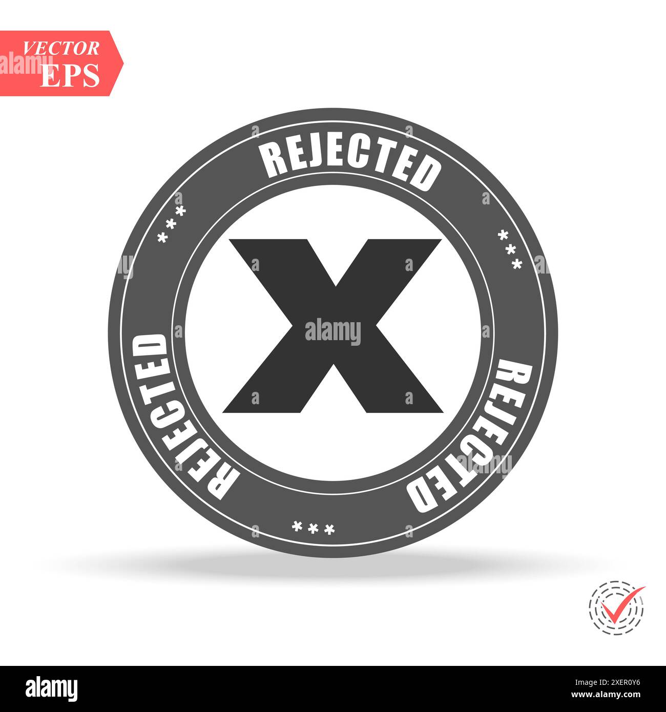 Grunge red rejected round rubber seal stamp on white background eps ...