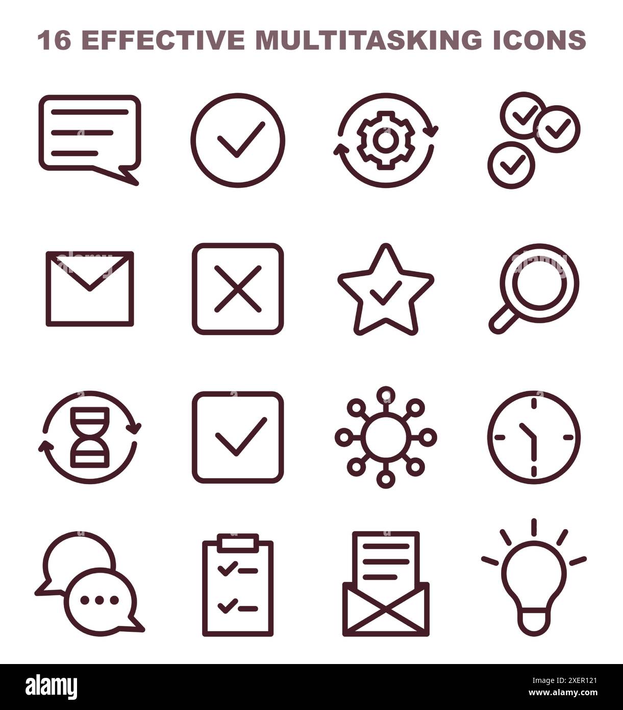 Multitasking icons set. Simple symbols for effective time and task ...