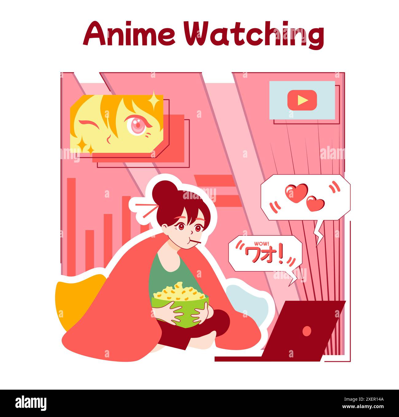 Anime culture. Otaku or geek lifestyle, popular japanese cartoons or ...