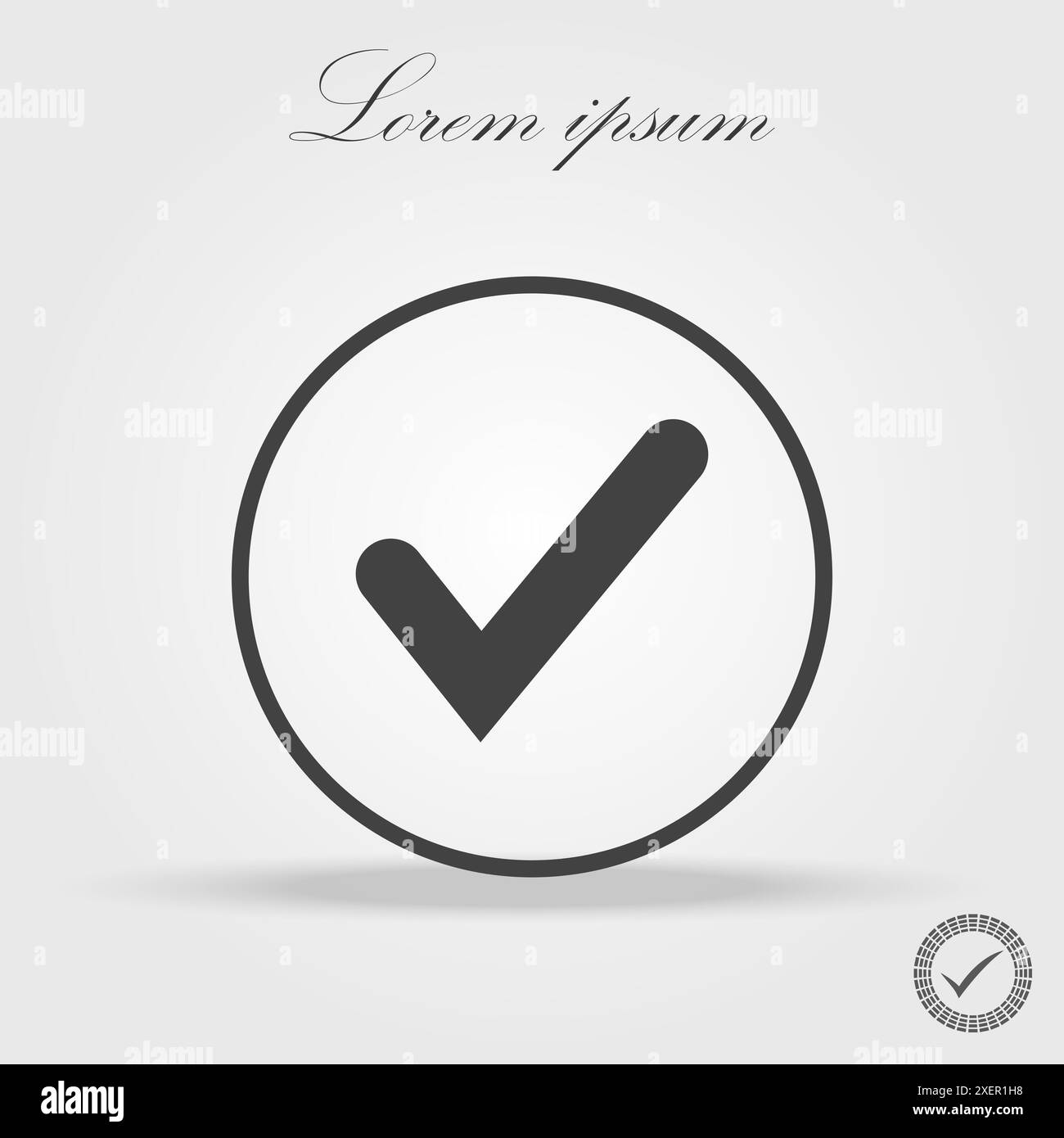 Tick sign black element. Gray checkmark icon isolated on white ...