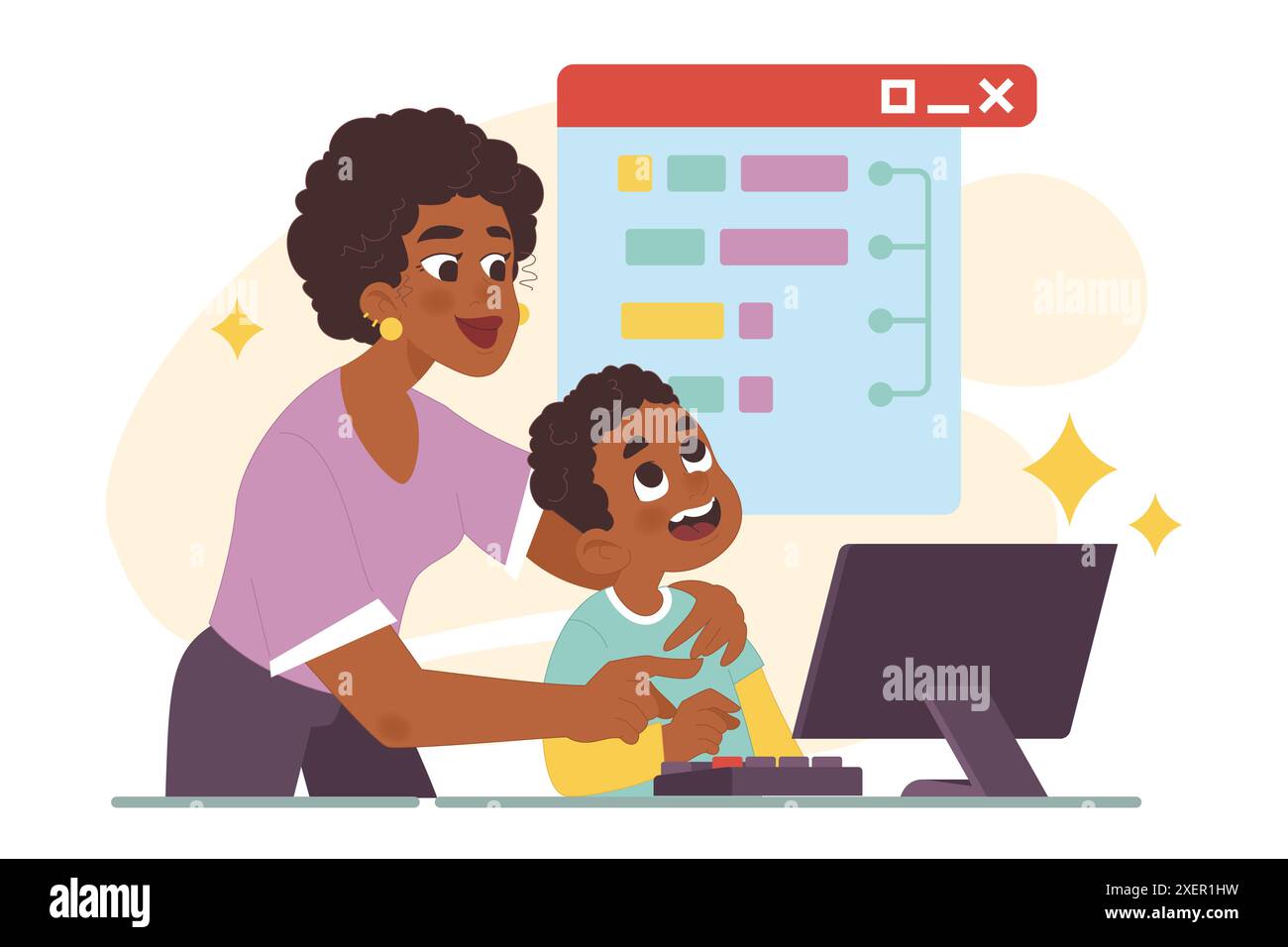 Computer science class for kids. Little black boy programming and ... Computer science class for kids. Little black boy programming and ...