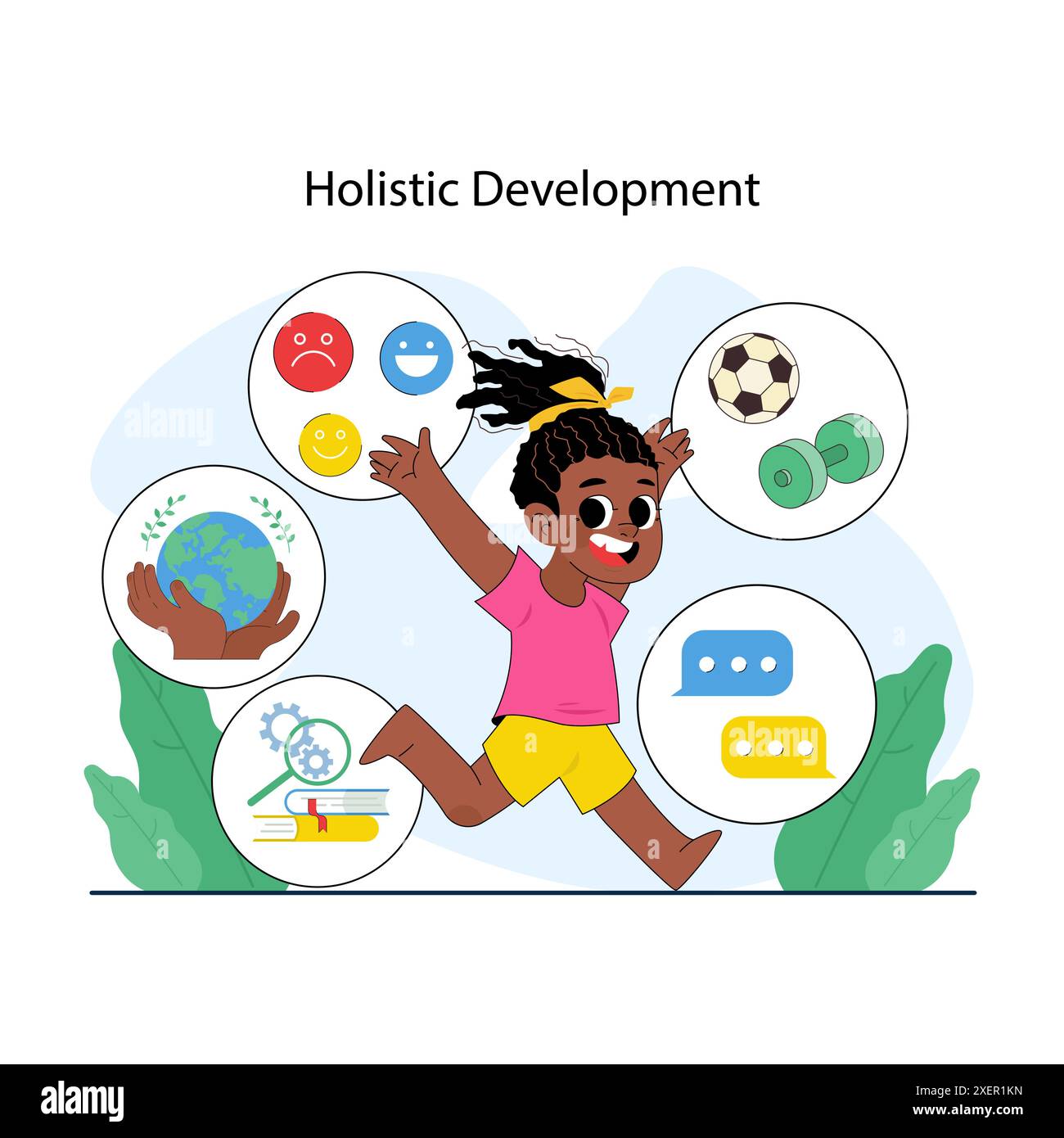 Early holistic education for children. Kid preschool learning, social ...