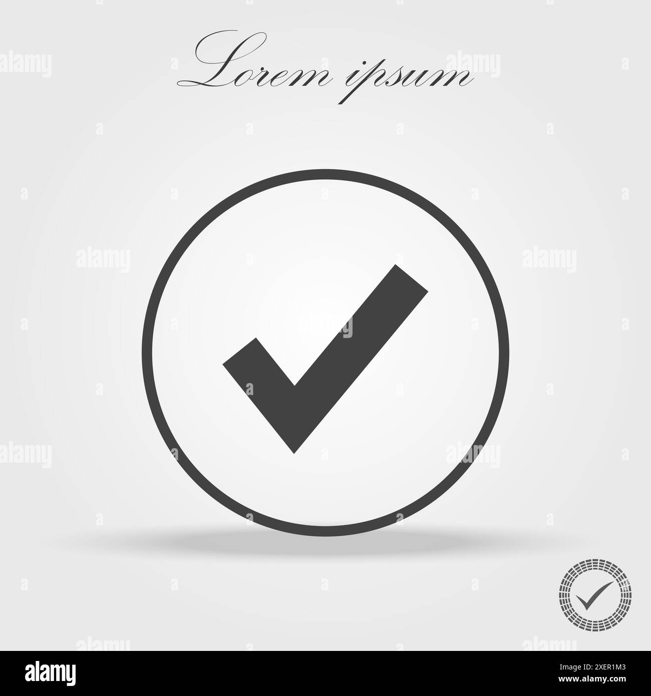 Tick sign black element. Gray checkmark icon isolated on white ...