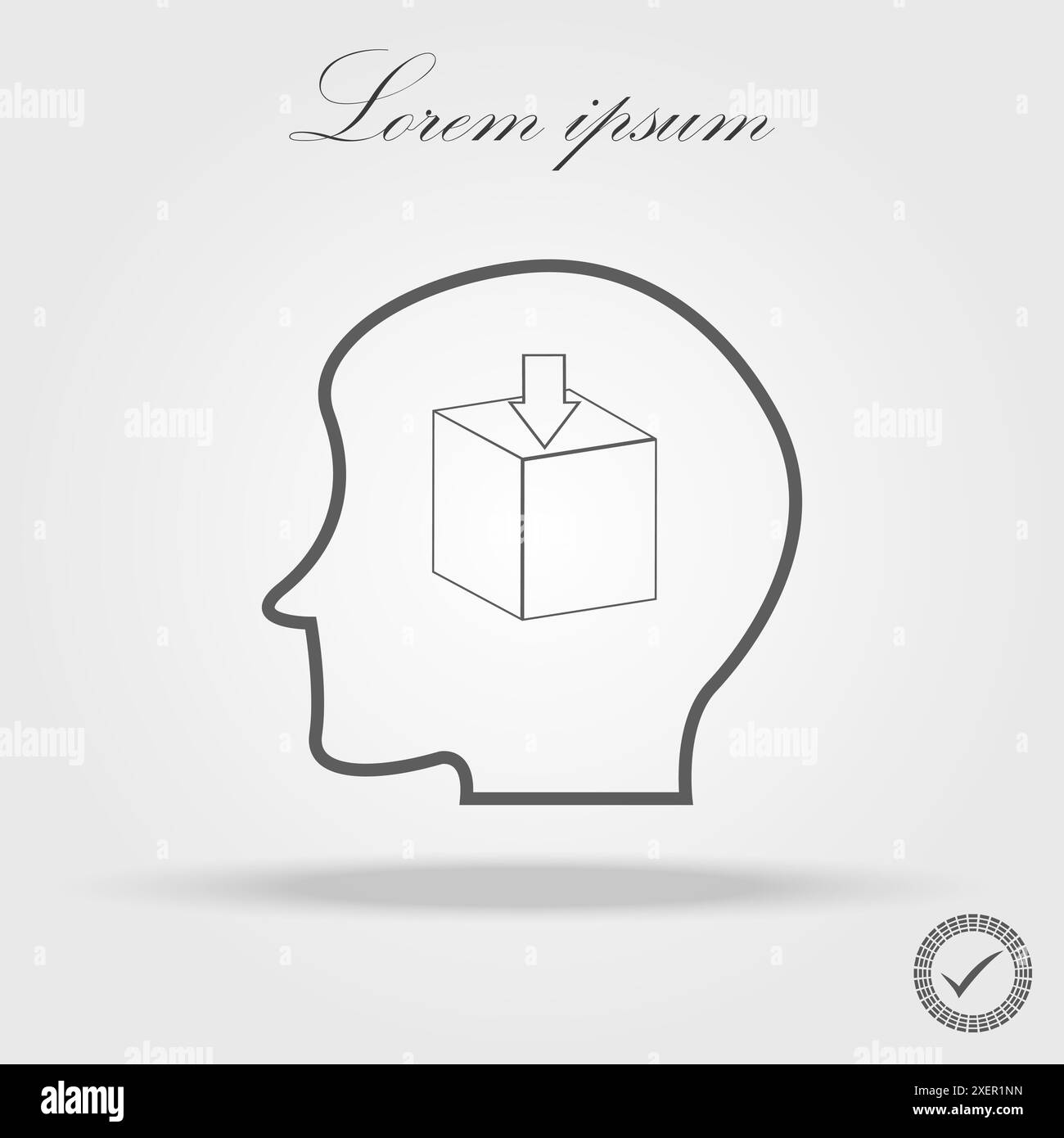 sticker silhouette profile human head with carton box vector ...