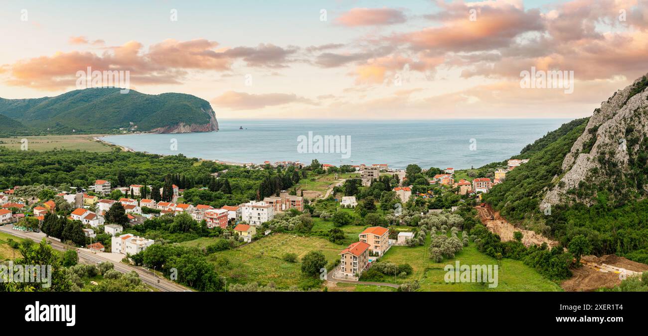 Aerial view of the stunning Montenegrin coastline at Buljarica, with ...
