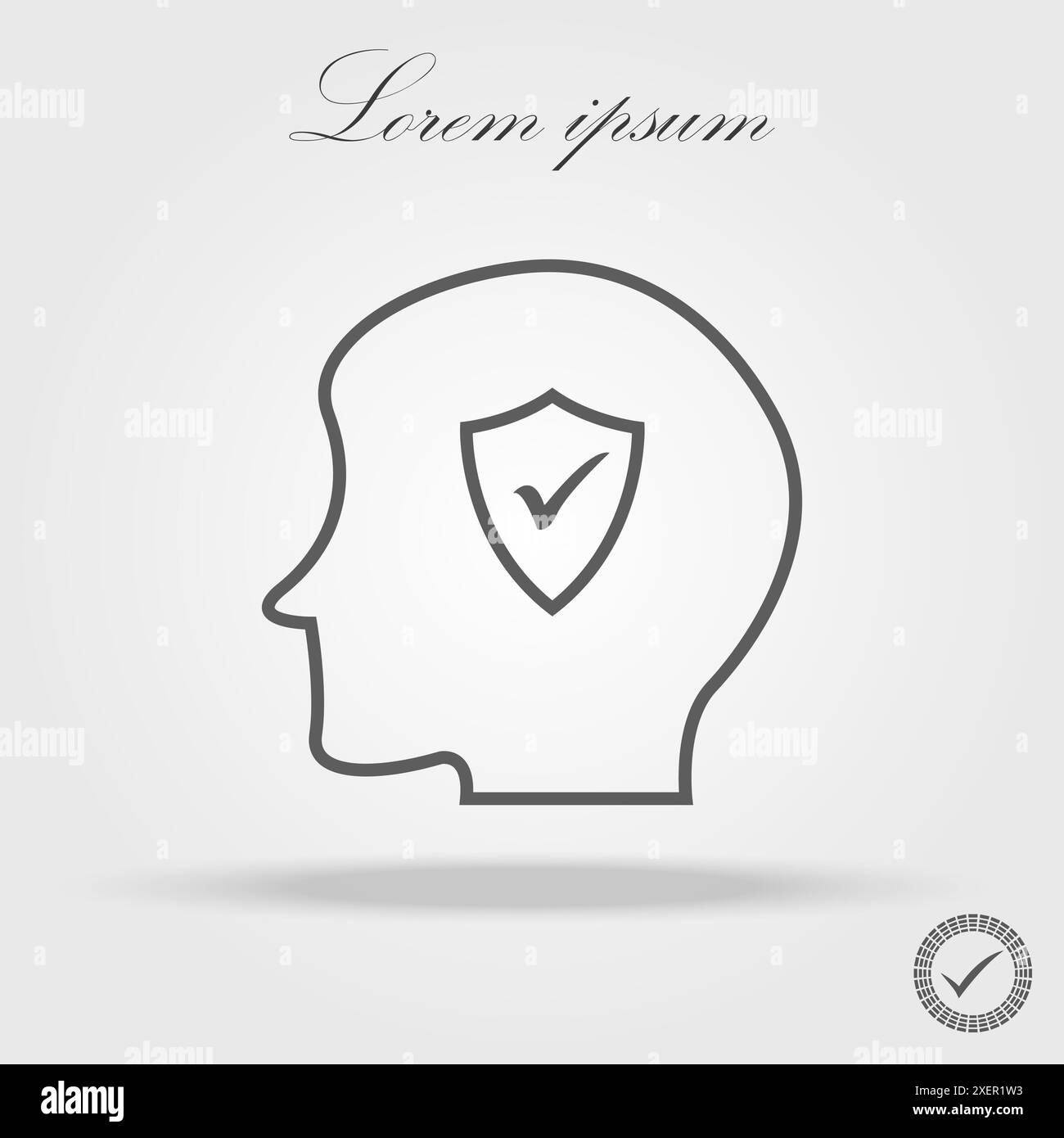 Illustration of a male head icon with a check mark Stock Vector Image ...
