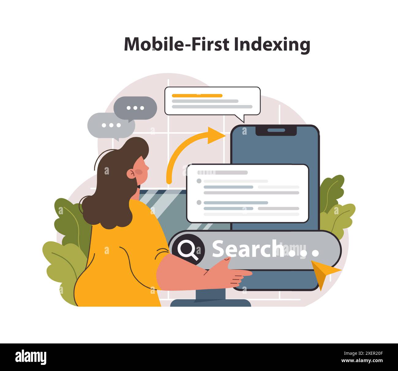 Mobile-first indexing. Website smartphone version development. Search ...