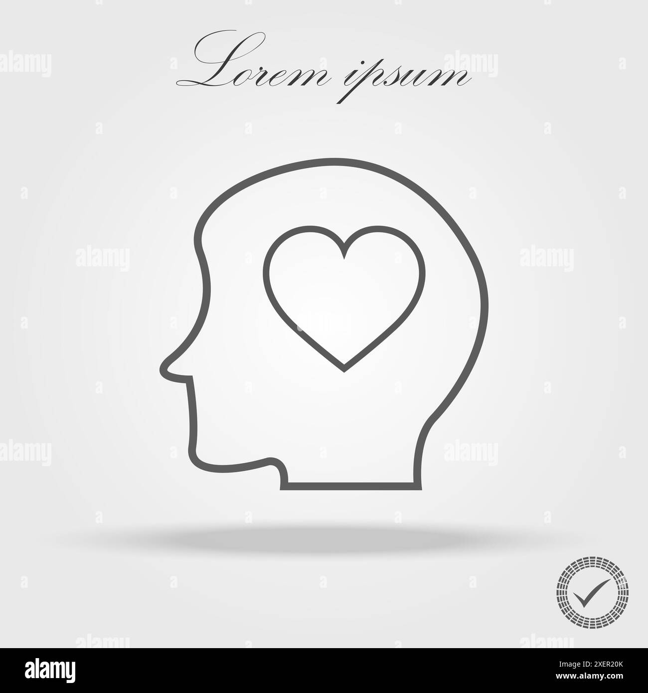 Human head with heart icon vector, filled flat sign, solid pictogram ...