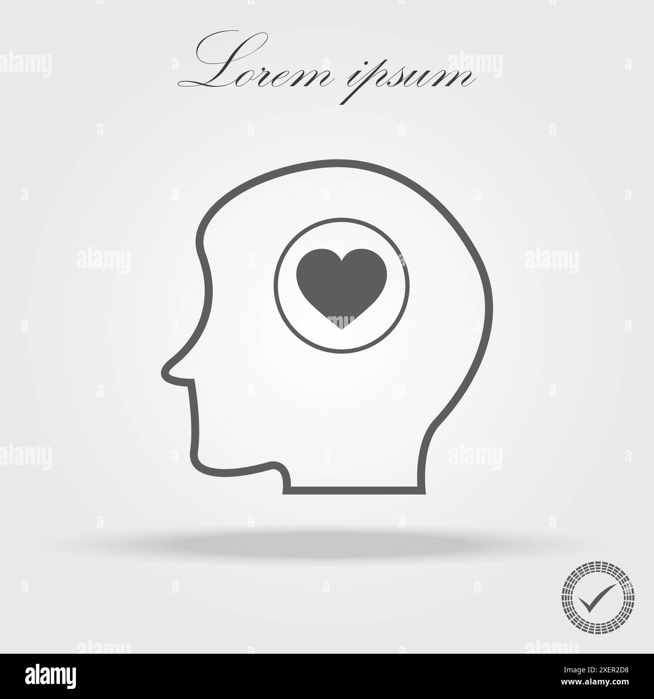 Human head with heart icon vector, filled flat sign, solid pictogram ...