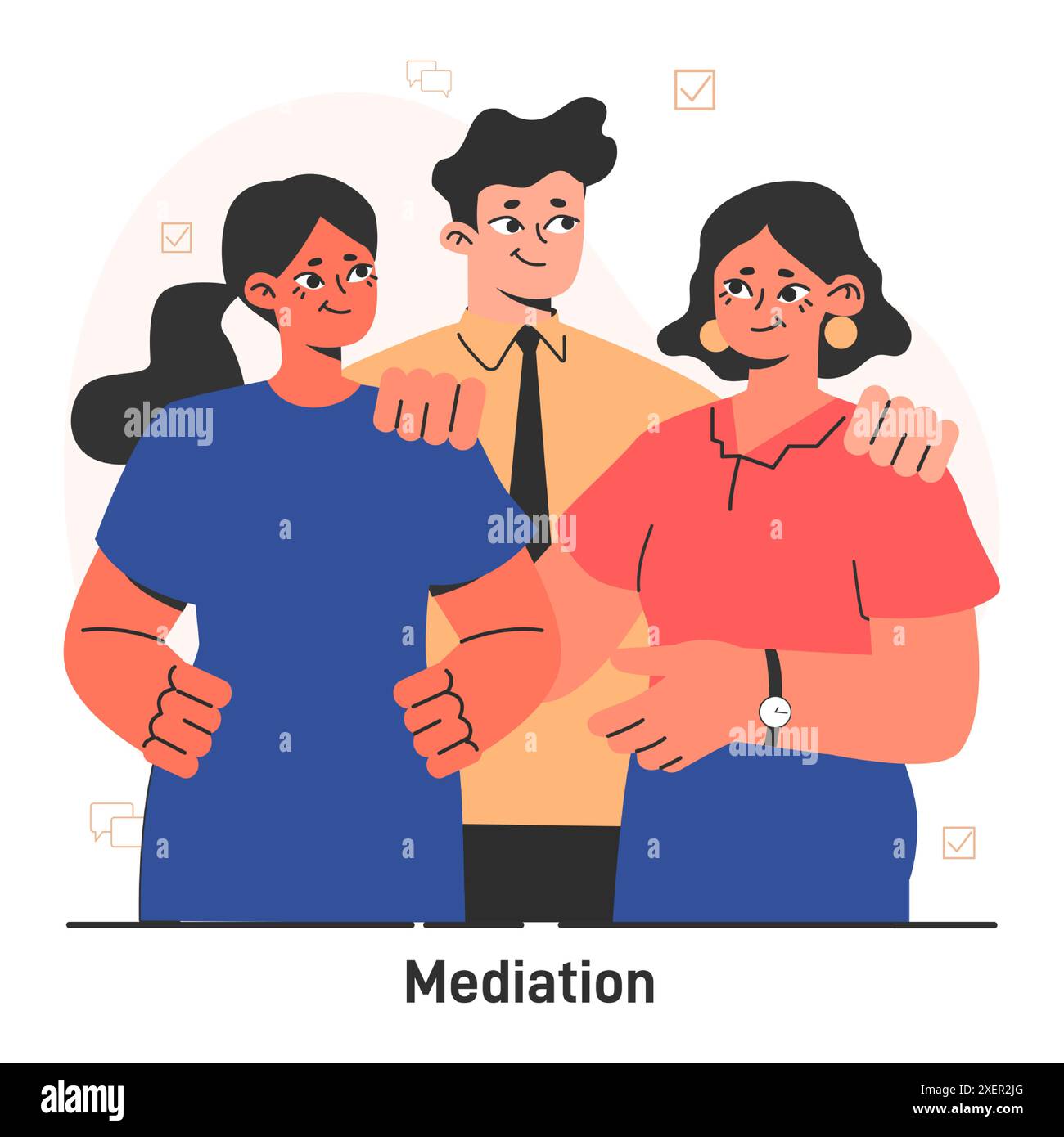 Conflict management. Character with conflict resolution skill. Person ...