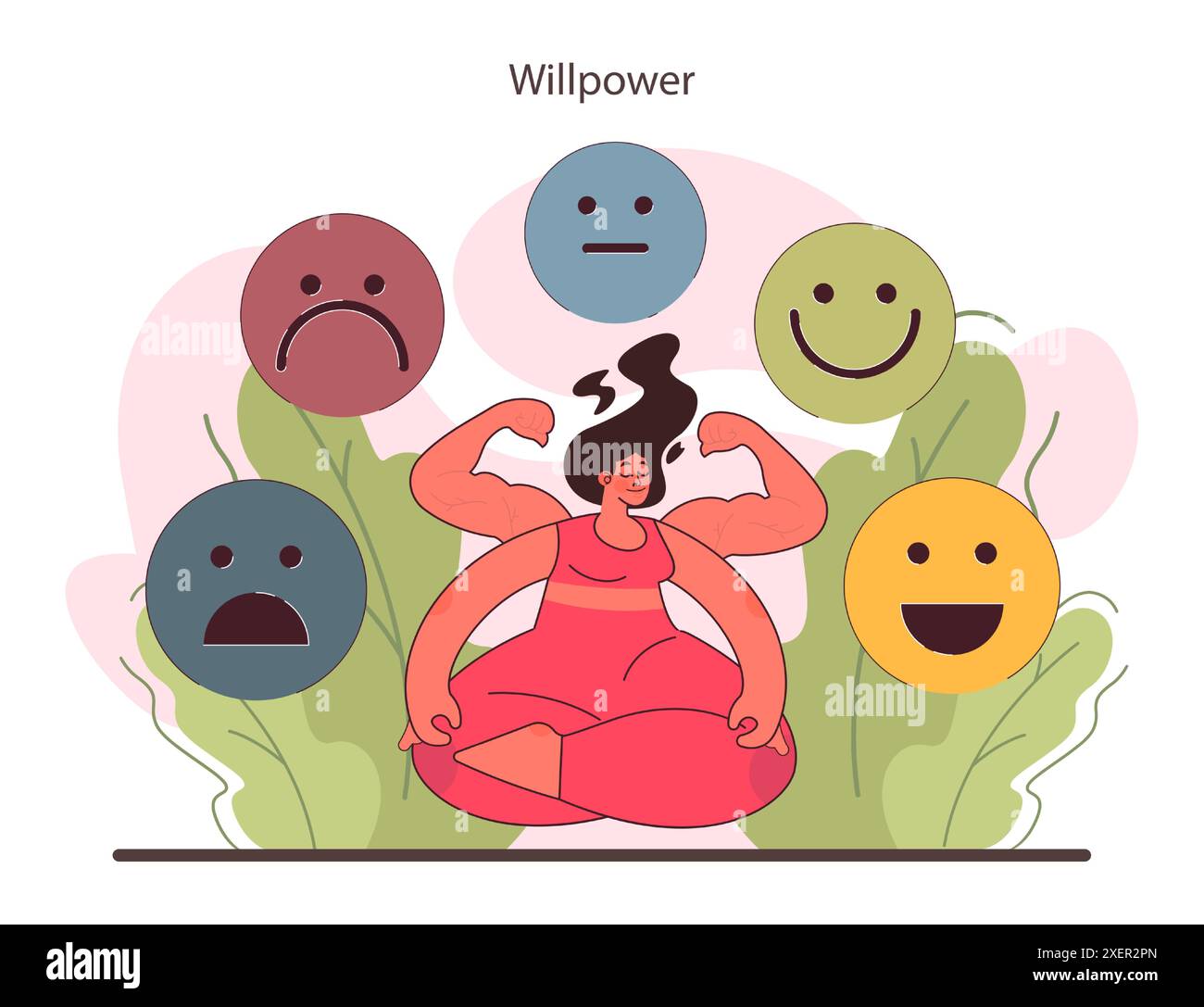 Willpower. Self discipline control as determination behavior. Emotion ...