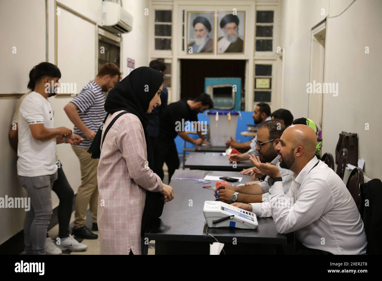 Tehran, Iran. 28th June, 2024. Jewish staff members of a polling ...
