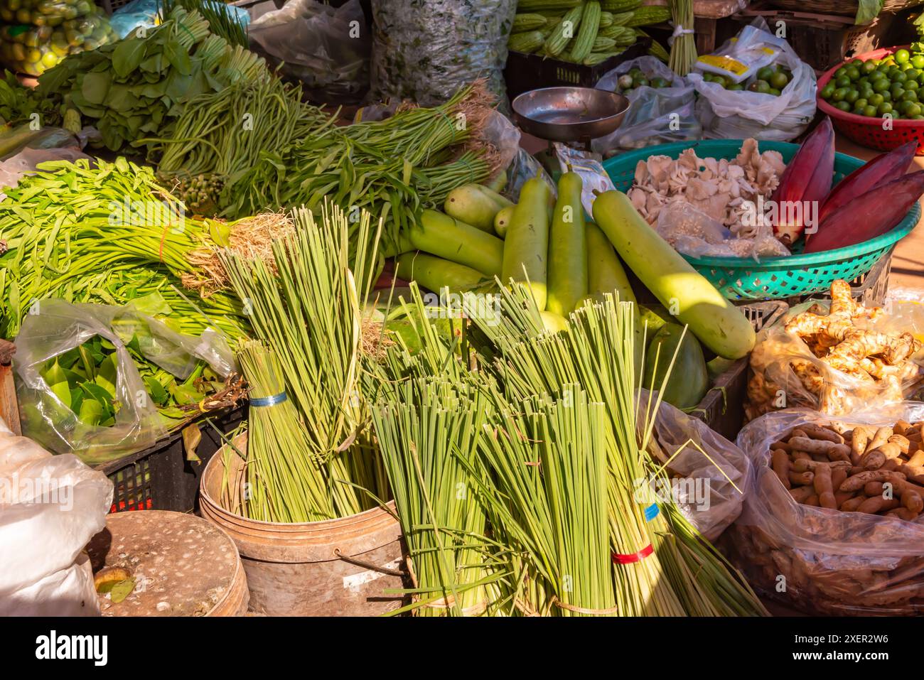 Fruits and vegetables on local market in Cambodia Stock Photo - Alamy