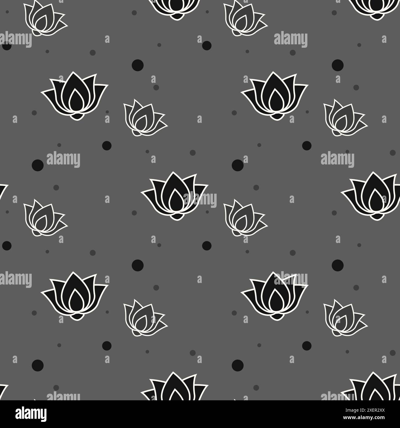 Vector abstract seamless pattern with lotus flowers. Abstract vector ...
