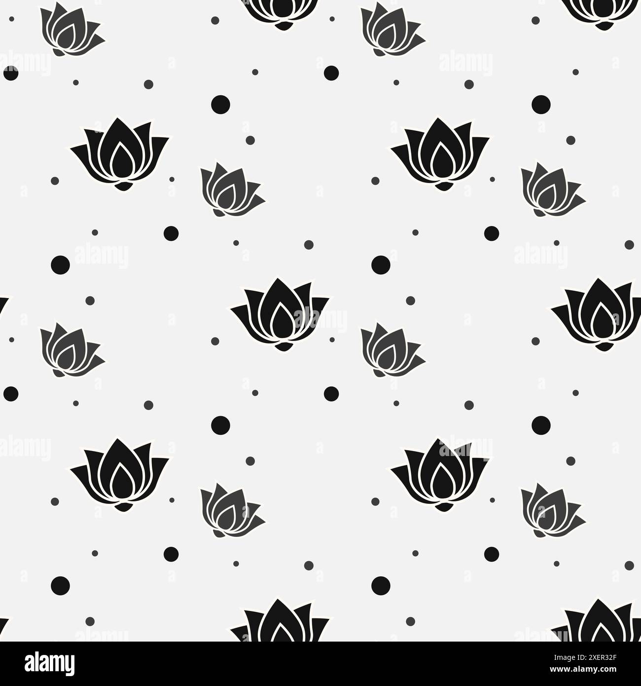 Vector abstract seamless pattern with lotus flowers. Abstract vector ...