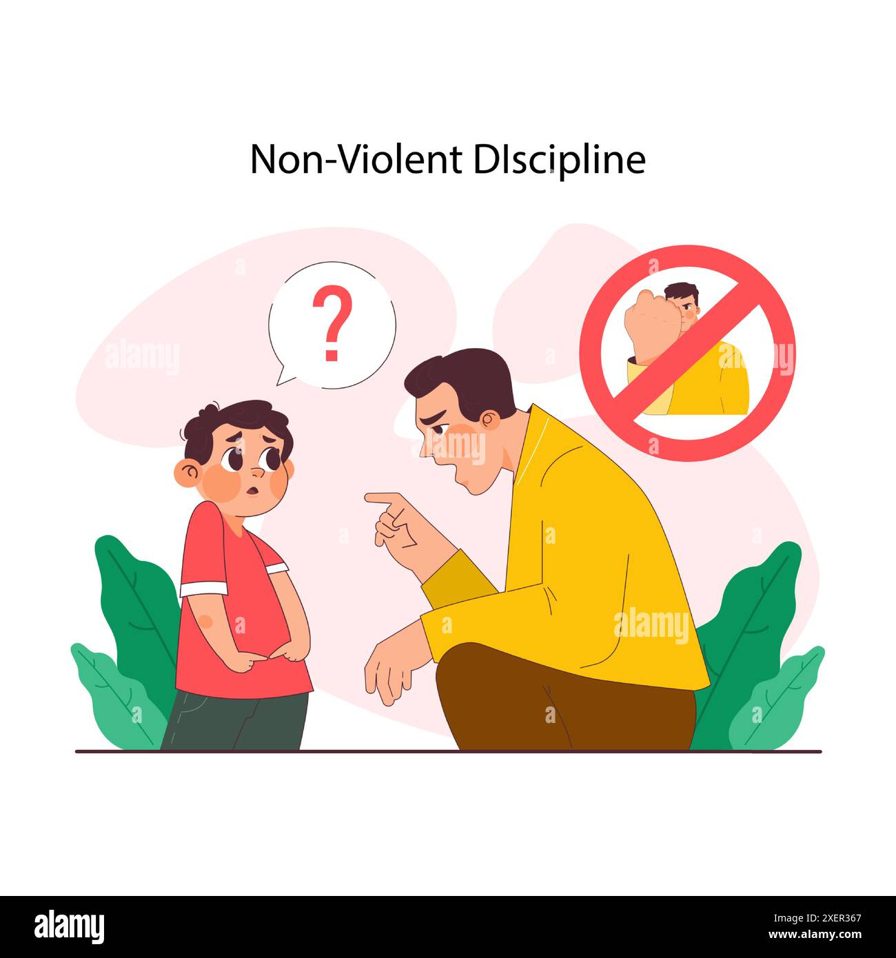 Positive parenting and non-violent discipline. Father setting rules ...