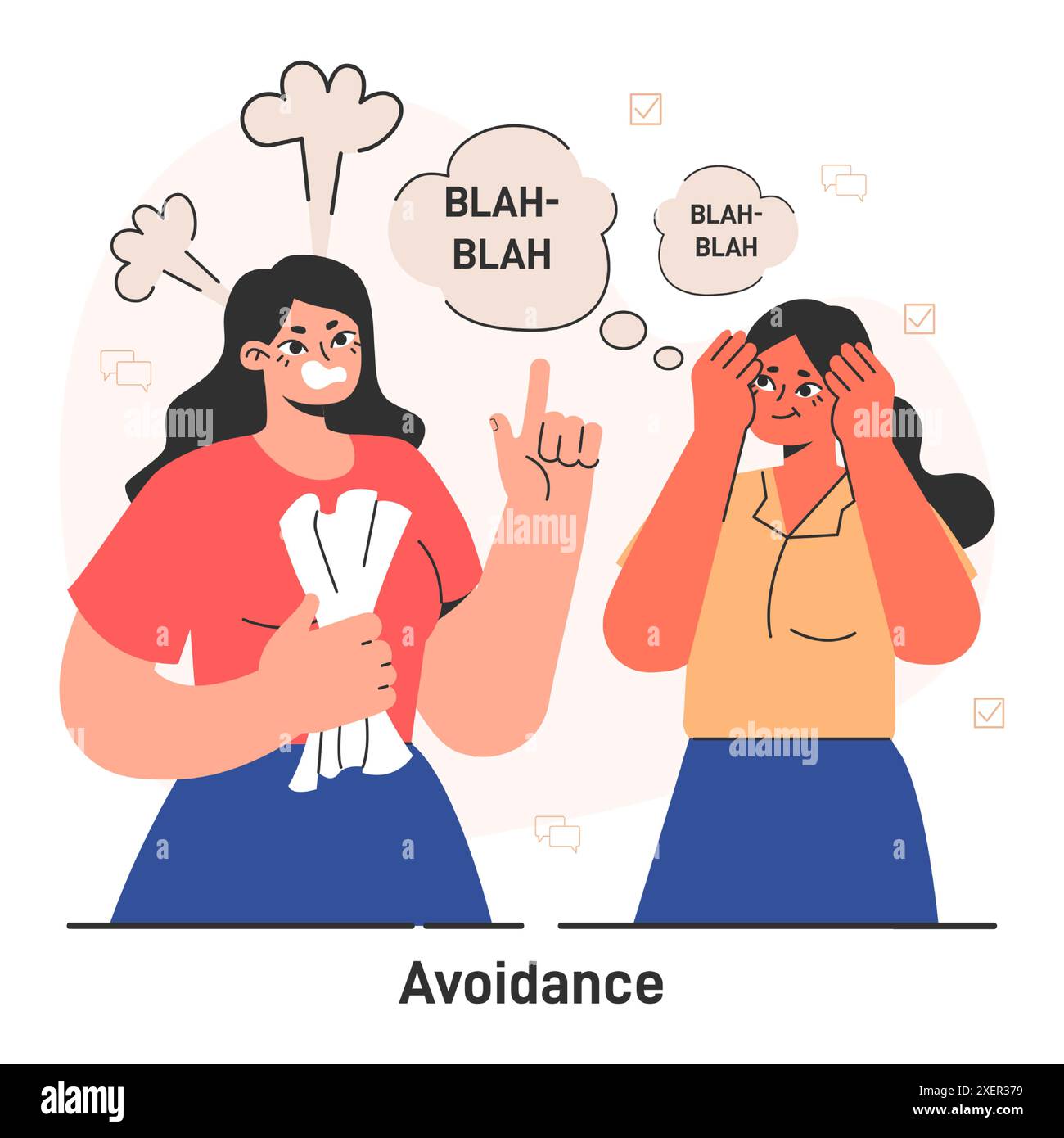 Conflict management. Character with conflict avoidance tactic. Person ...