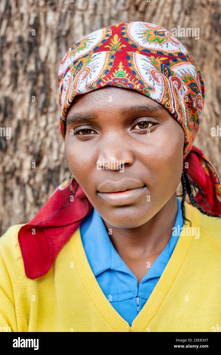 portrait single african woman wearing a headscarf Stock Photo - Alamy