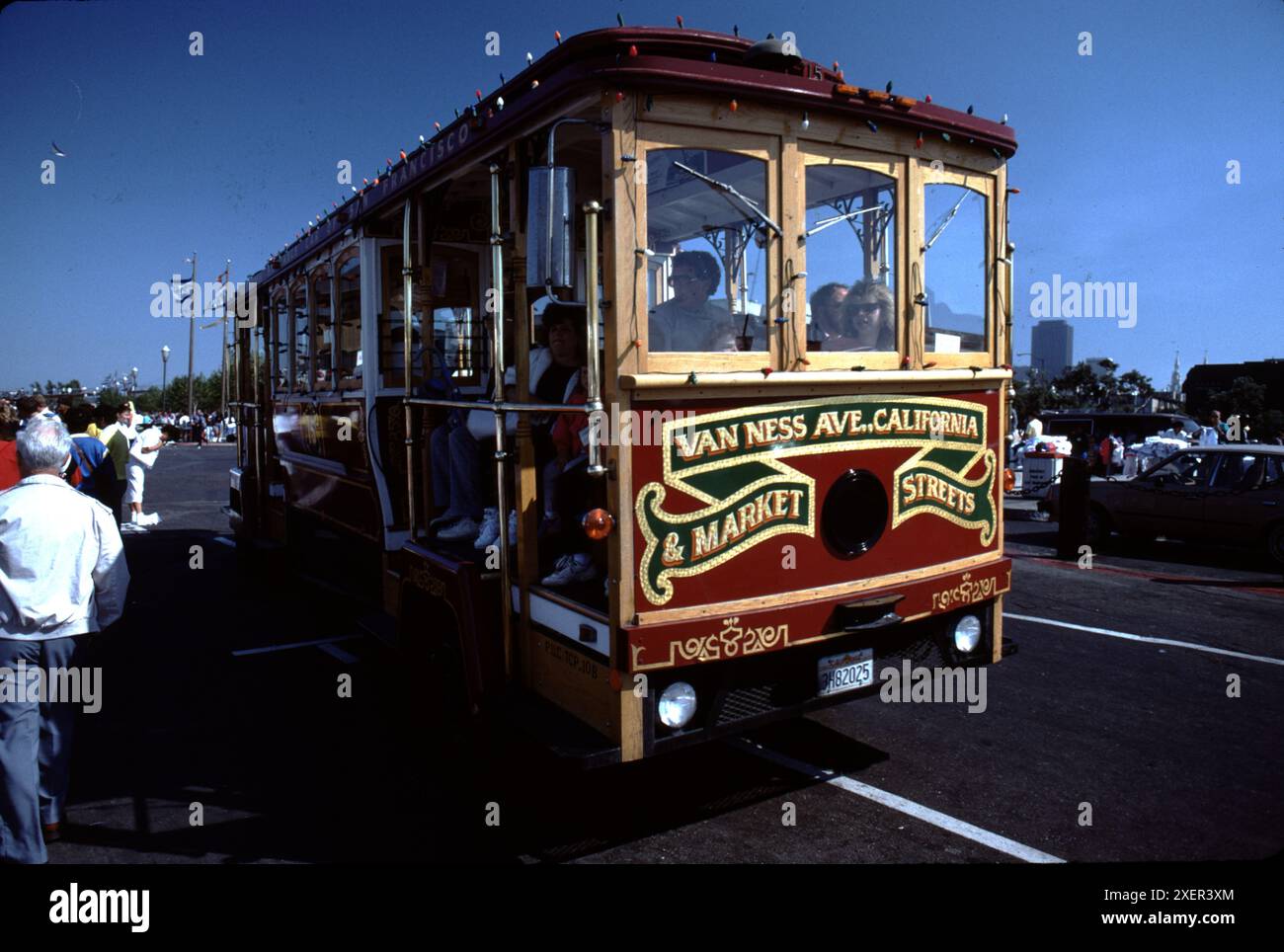 San Francisco CA., USA., Summer 1995. Riding San Francisco’s historical ...