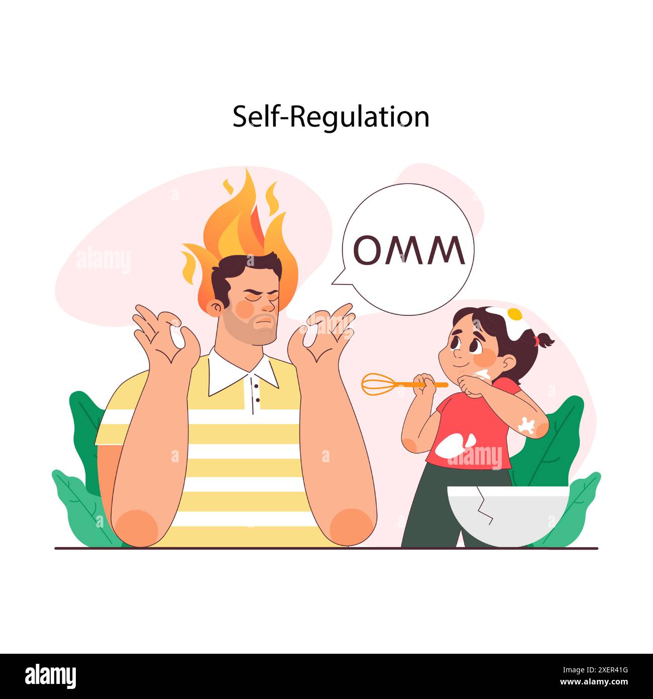 Positive parenting. Father with self-regulation and patience. Formation ...