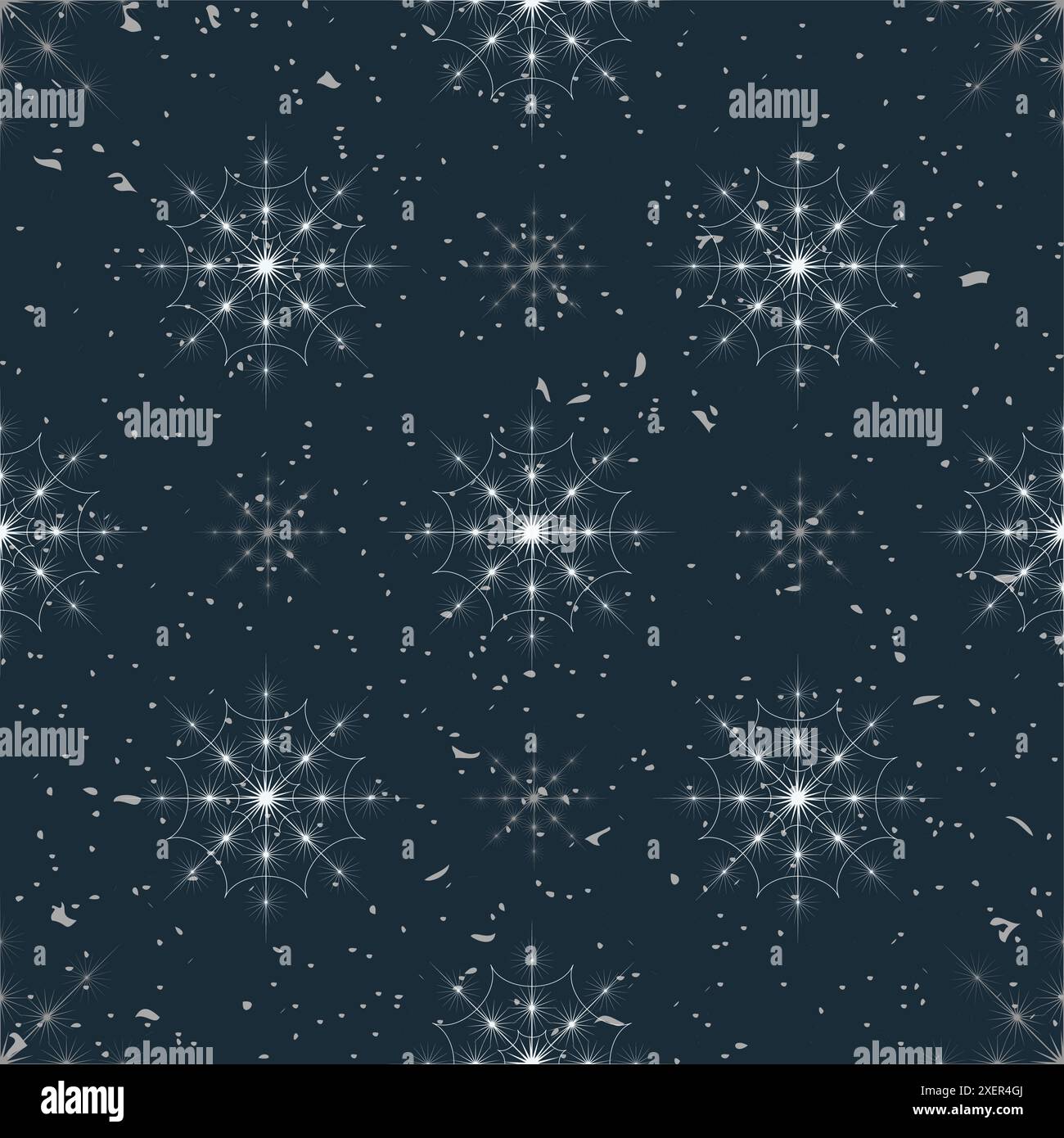 Snowflakes seamless pattern. white starson dark background with ...