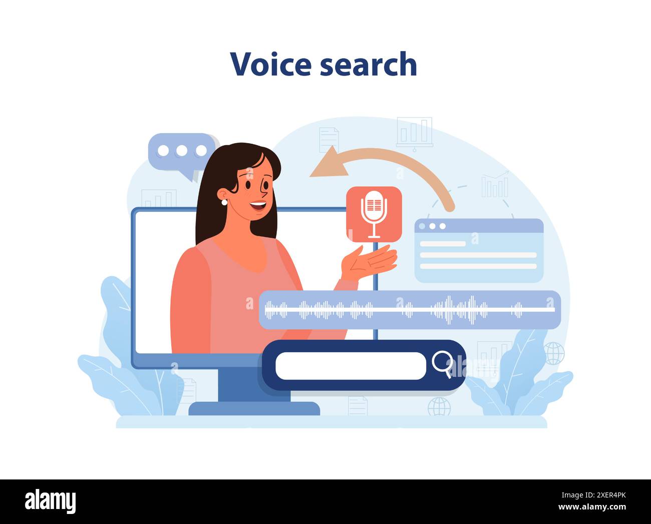 Voice search. Artificial intelligence virtual assistant. Character ...