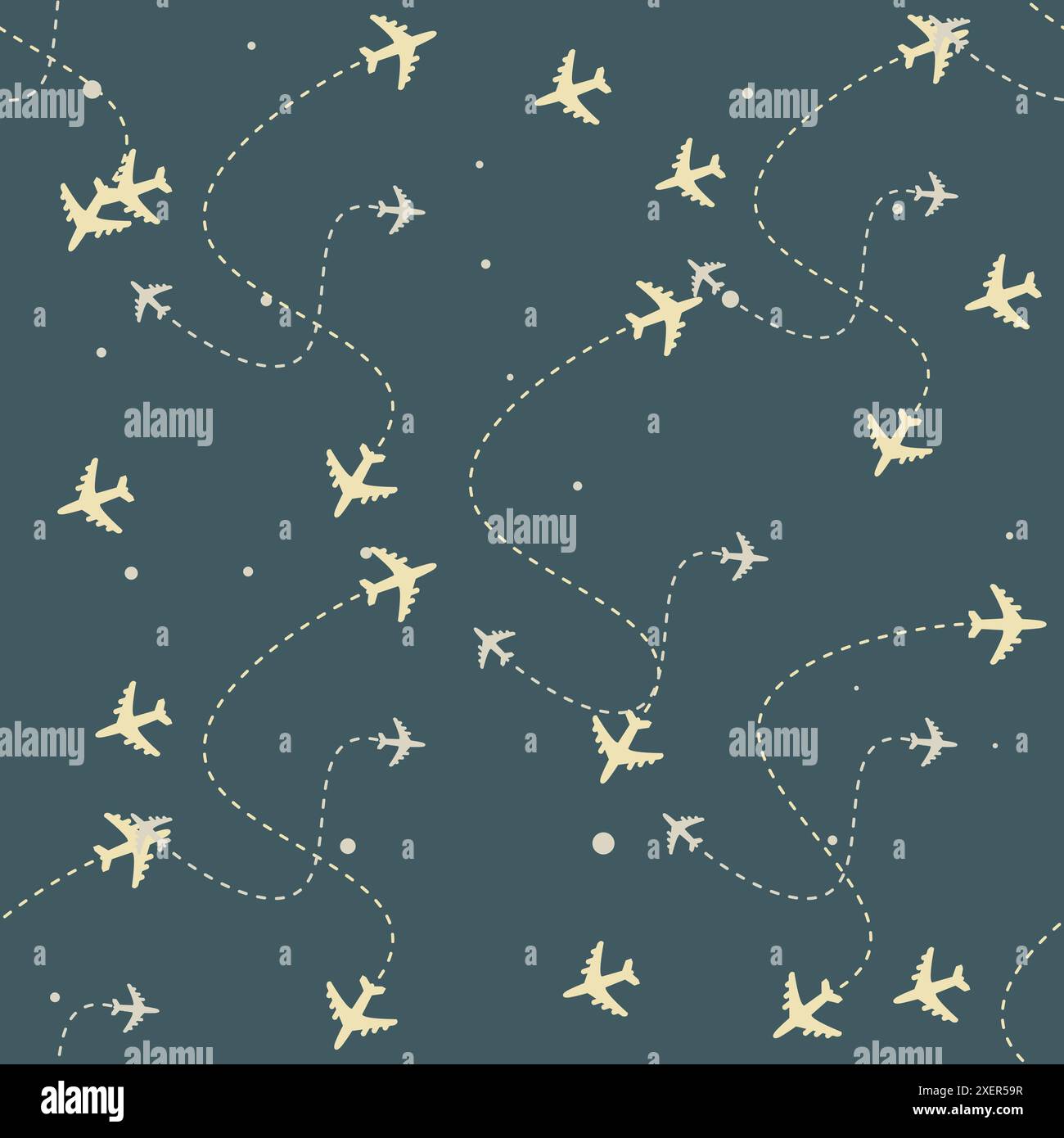 Travel around the world airplane routes seamless pattern, background ...